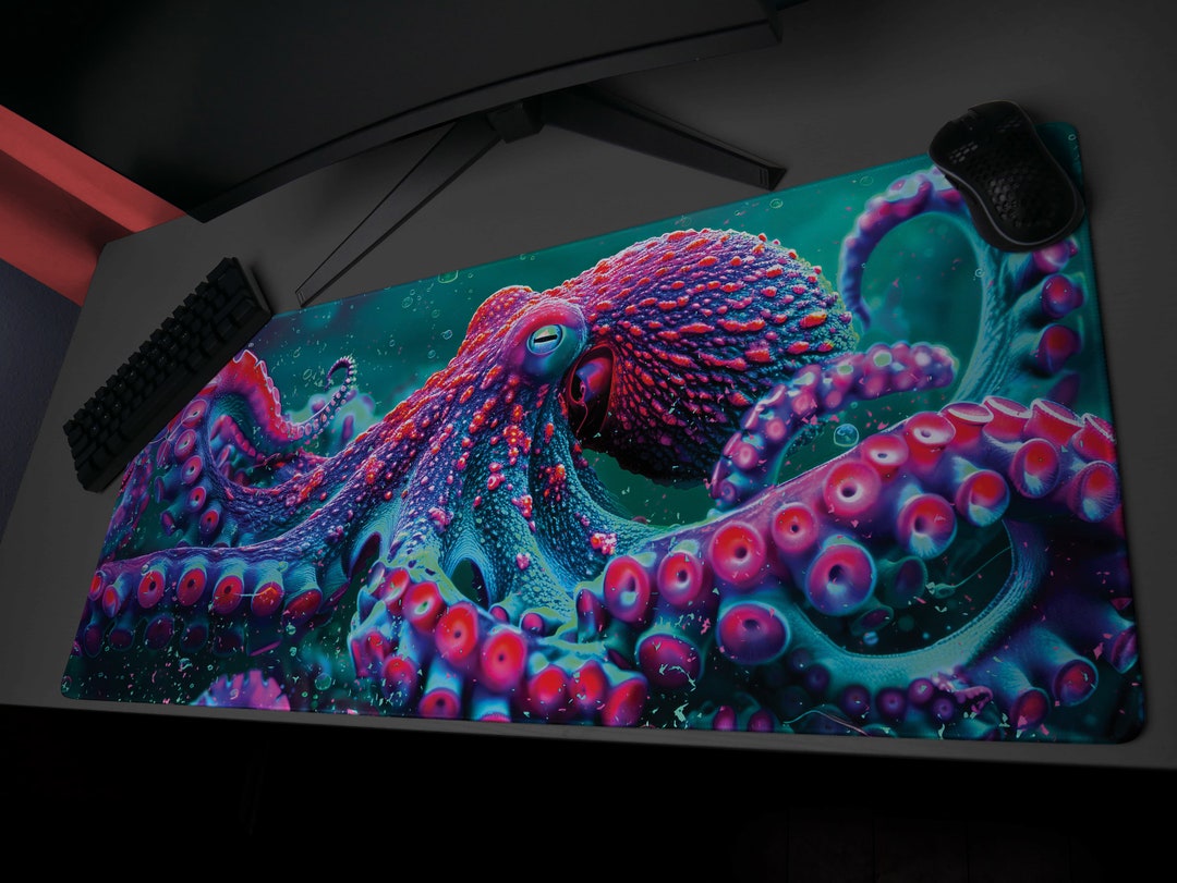 Celestial Seascape Design 4, Desk Pad, Mouse Pad, Desk Mat, Neon Reef ...