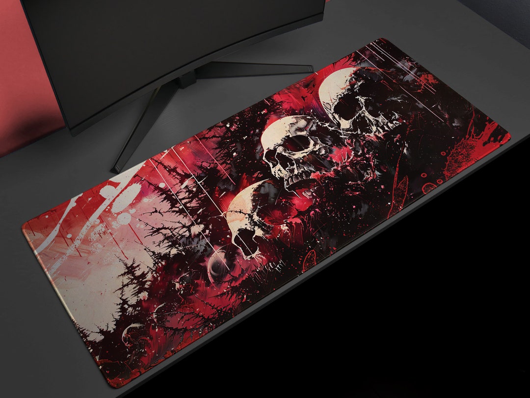 Crimson Elegy Design 5, Desk Pad, Mouse Pad, Desk Mat, Haunting Red ...