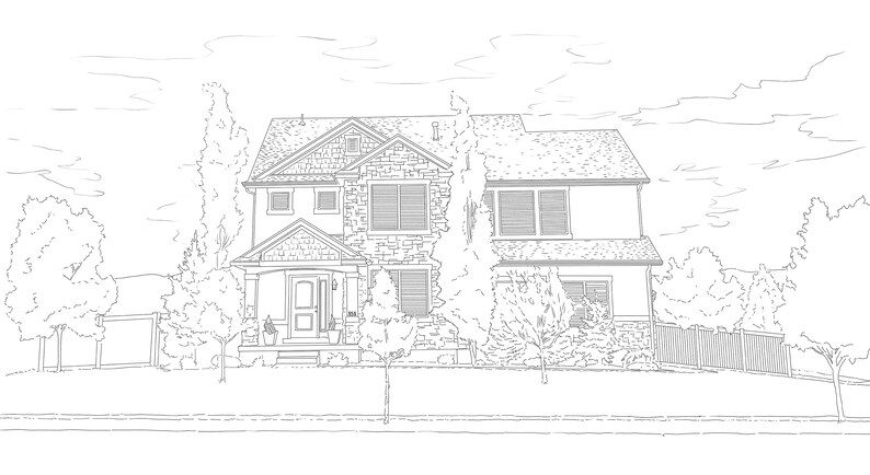 Custom Home Rendering, Home Drawing, Home Portrait, Realtor Gift - Etsy