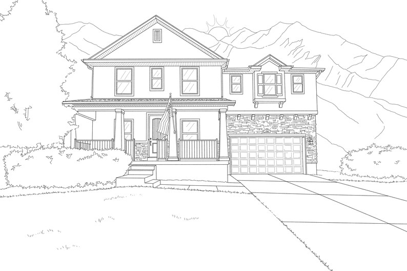 Custom Home Rendering, Home Drawing, Home Portrait, Realtor Gift - Etsy