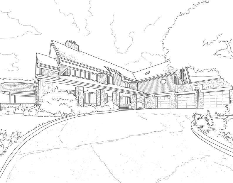 Custom Home Rendering, Home Drawing, Home Portrait, Realtor Gift - Etsy