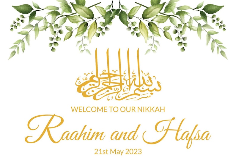 Nikkah Welcome Sign Wedding Decor A1 A2 A3 Personalised - Etsy