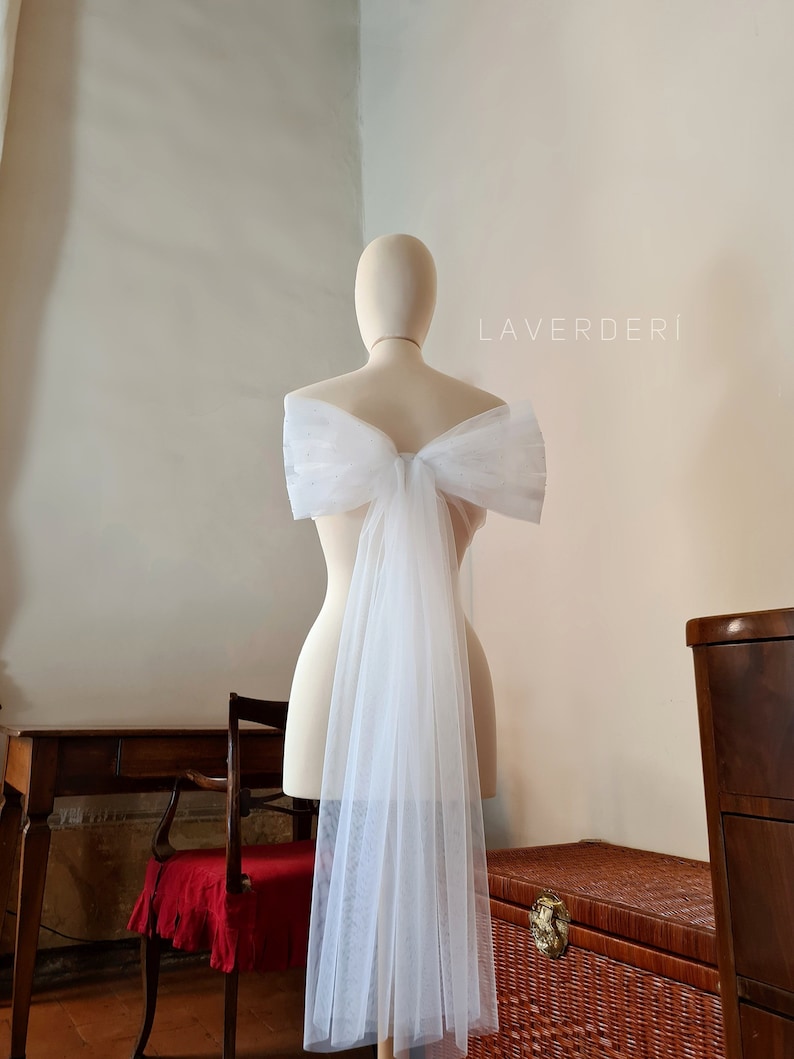 Bridal Wrap With a Bow | off the Shoulder Wedding Shawl With a Bow ...