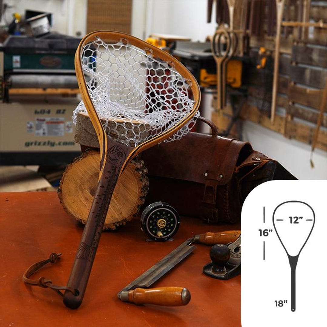 16”x12” Fat Jake Natural Rainbow Trout Engraved Landing Net - Made in ...