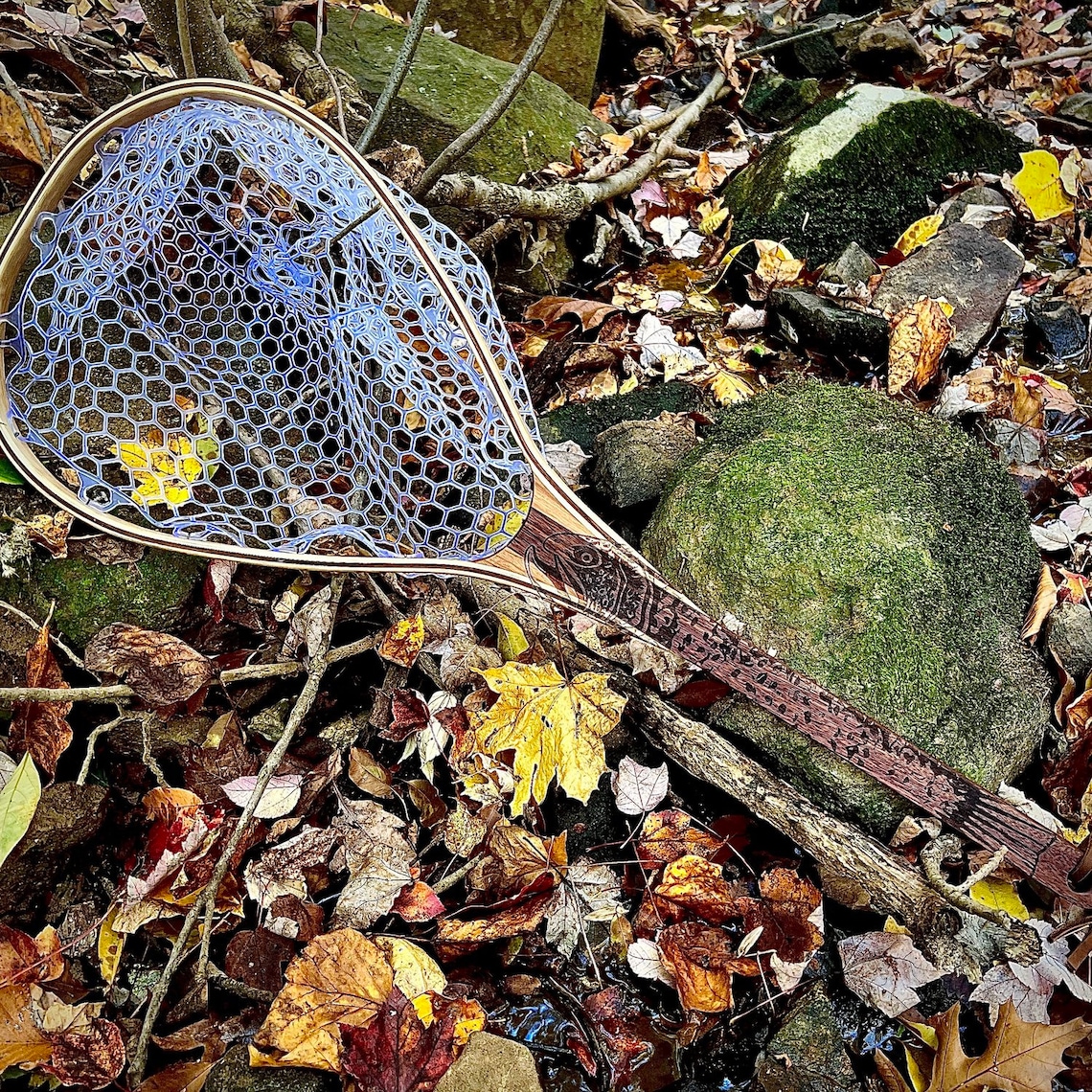 Brown Trout Engraved Custom Wood Fly Fishing Net Made in the - Etsy