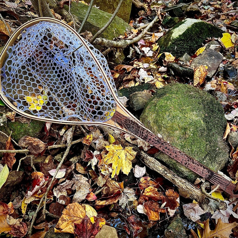 Brown Trout Engraved Custom Wood Fly Fishing Net Made in the - Etsy