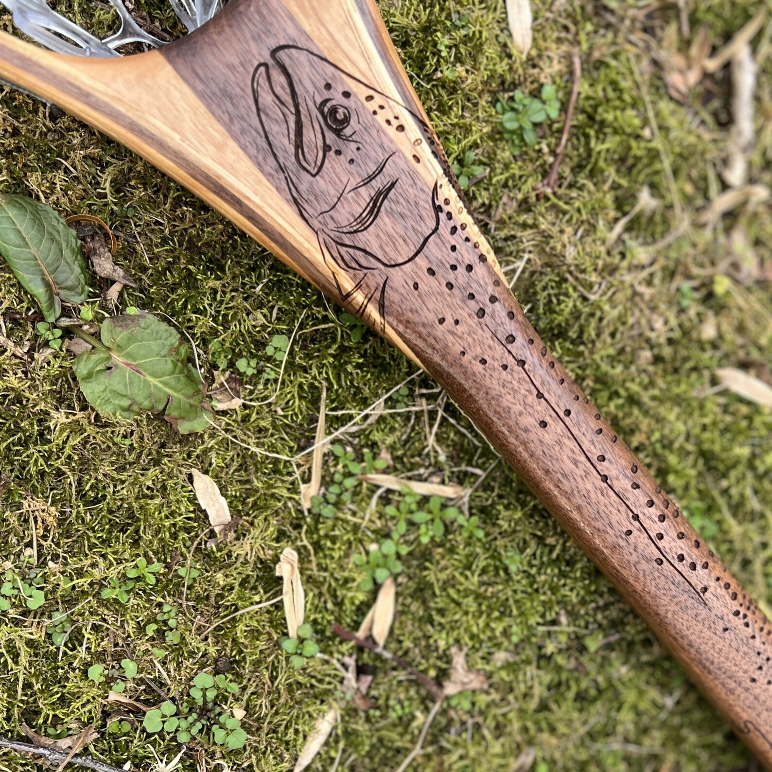 Steelhead Trout Classic Engraved Custom Fish Skin Grip Engraved Wood ...