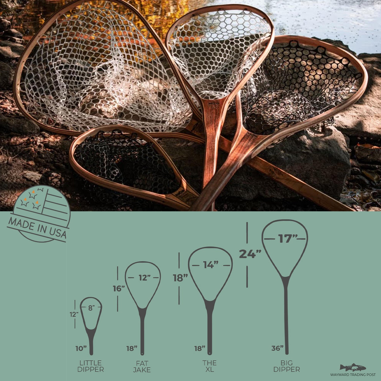 Brown Trout Engraved Custom Wood Fly Fishing Net Made in the USA ...