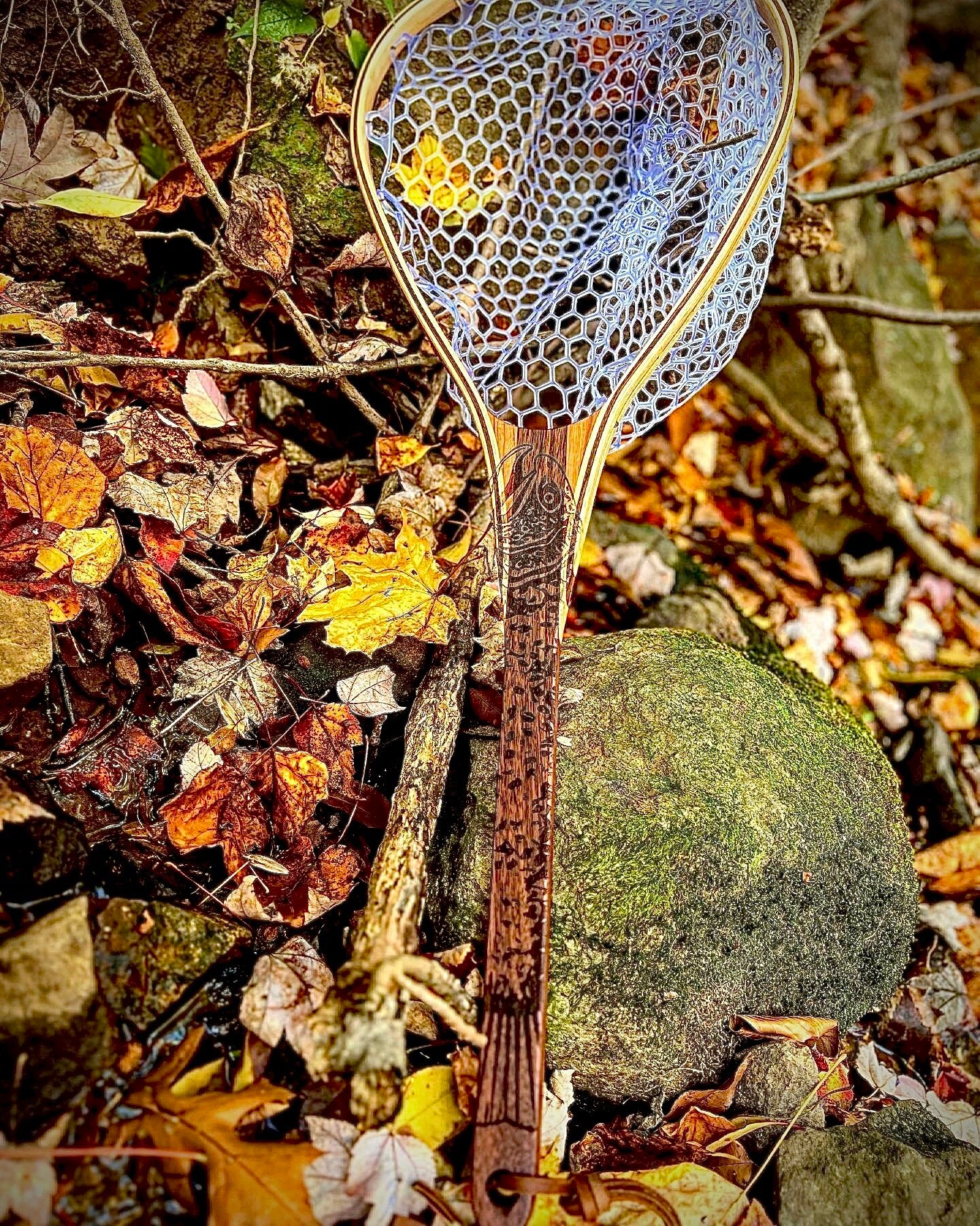 Brown Trout Engraved Custom Wood Fly Fishing Net Made in the USA ...