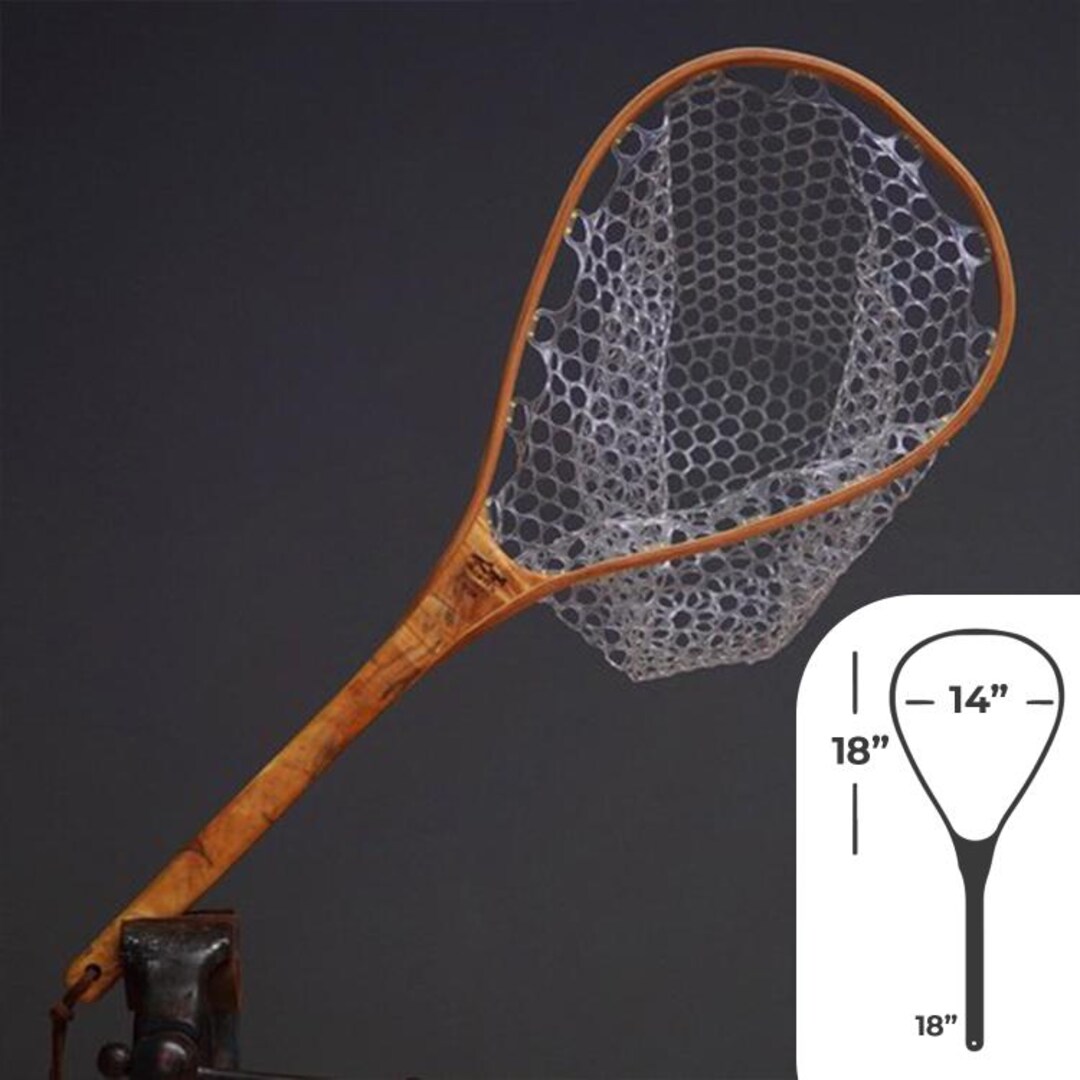 18x14 XL Steelhead Spalted Curly Maple Burl Landing Net Made in the USA ...