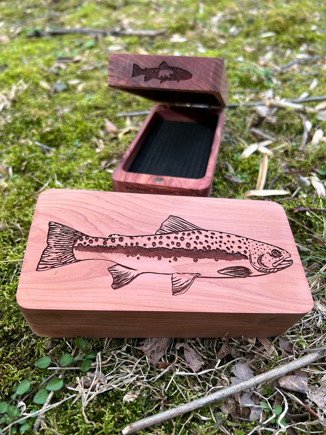 Red Cedar Rainbow Trout Engraved Custom Fly Box Handcrafted Made in USA ...