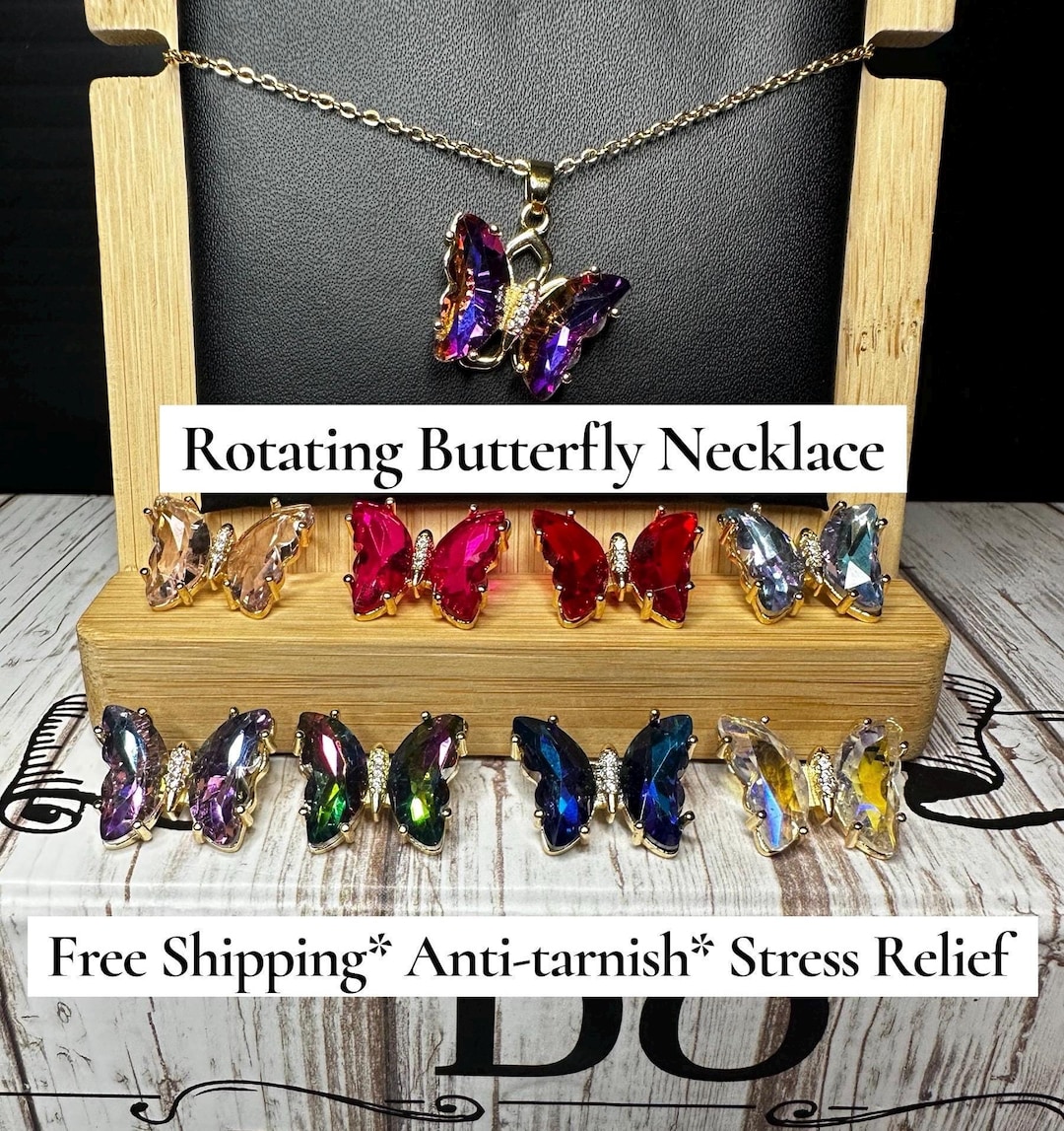 Cute Butterfly Spinning Fidget Necklace: Stress Relief Jewelry Anxiety ...