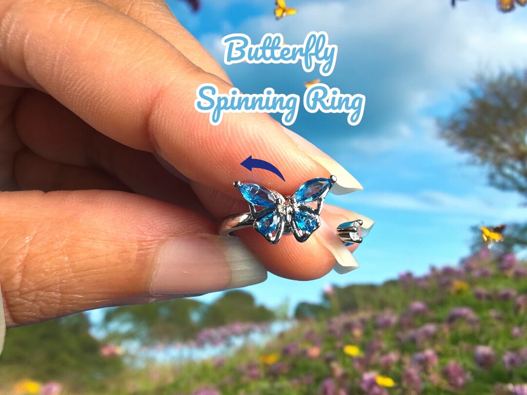 Personalized Fidget Butterfly Spinner Ring for Stress Relief and Focus ...