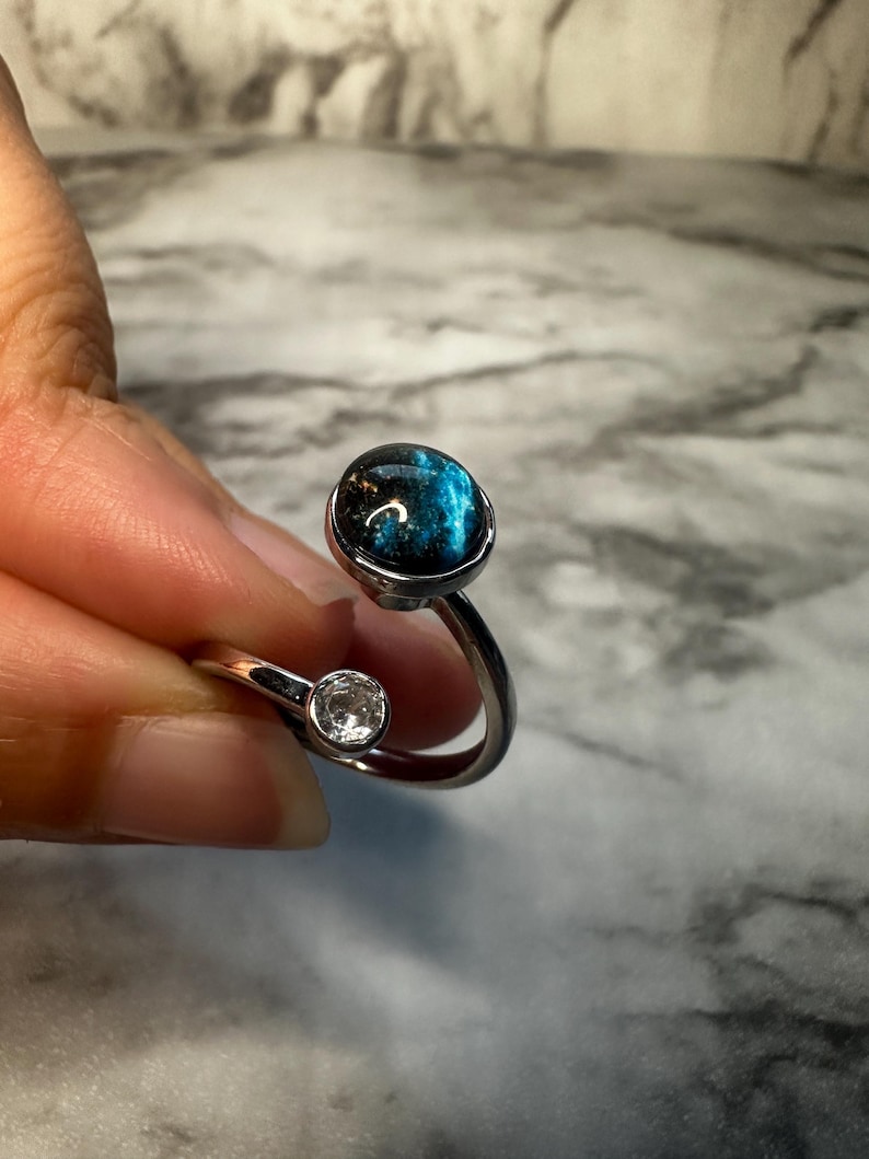 Calming Tiny Galaxy Spinner Ring: Adjustable Fidget Gift for Stress ...