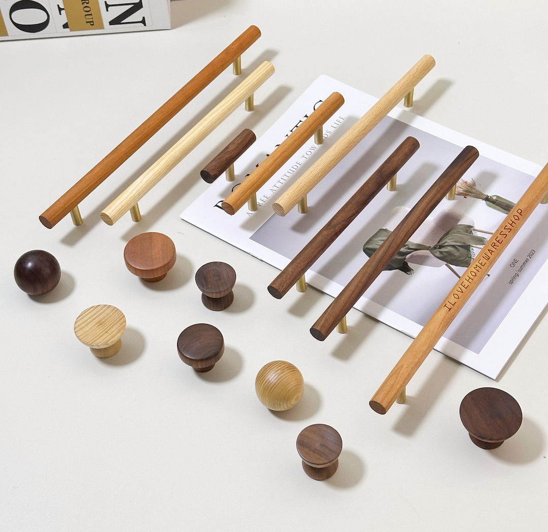 Solid Wood Drawer Pulls, Custom Engraved Wood Cabinet Knobs Handle Pull, IKEA Handle Pull ...