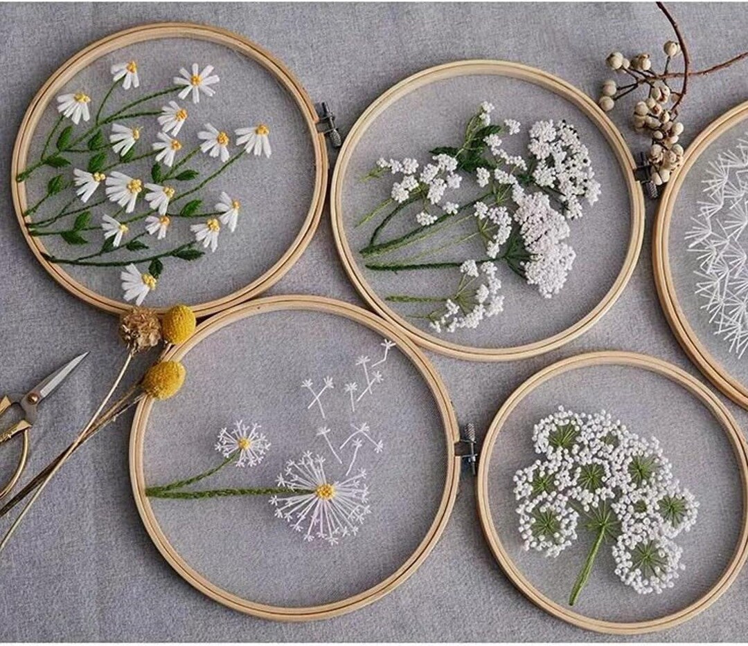 Embroidery Kit Beginner DIY Craft Kits Wildflower,embroidery Kit Herb ...