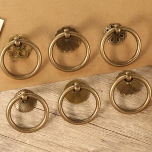 Antique Brass Ring Knobs Retro Ring Dresser Knobs Vintage Drawer Pulls ...