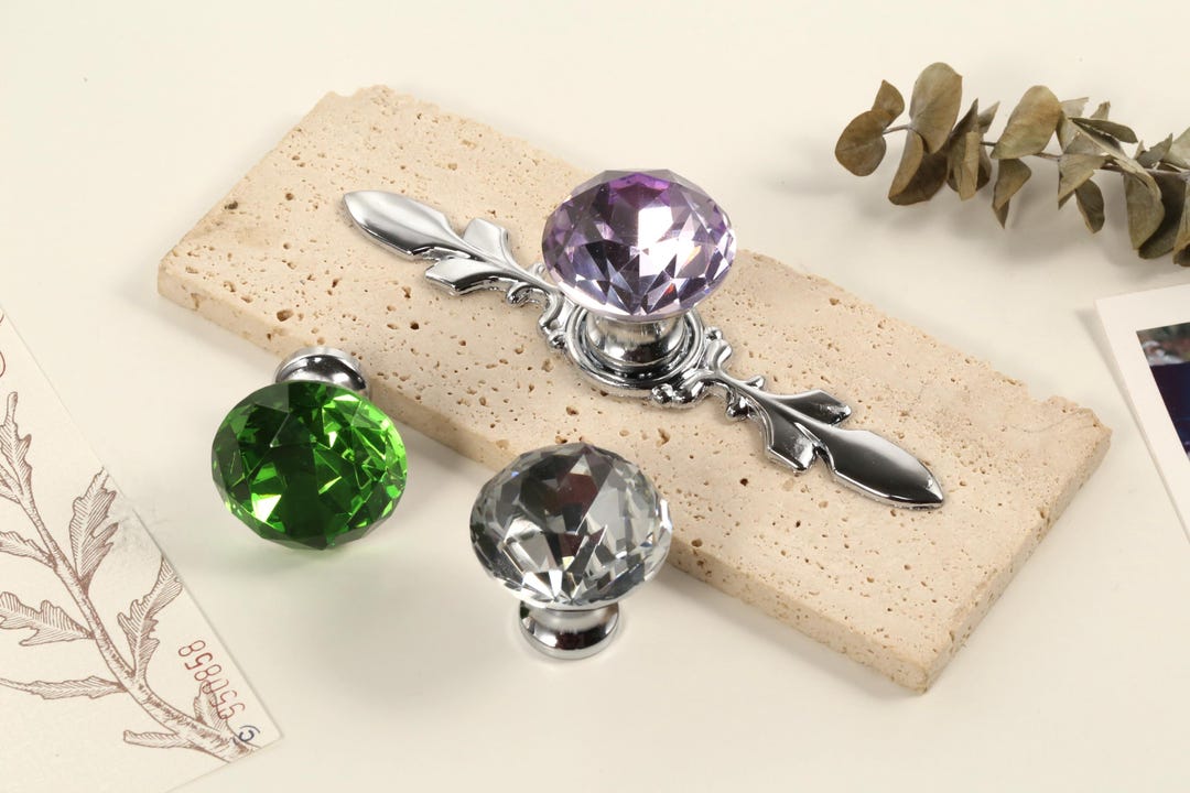 Elegant Silver Drawer Knobs Handles, Clear Glass Crystal Cabinet ...