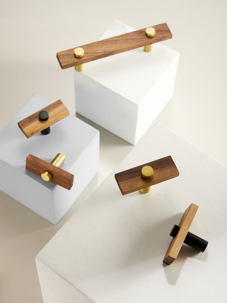Solid Wood Walnut Cabinet Handles Wooden Drawer Knob Pull - Etsy