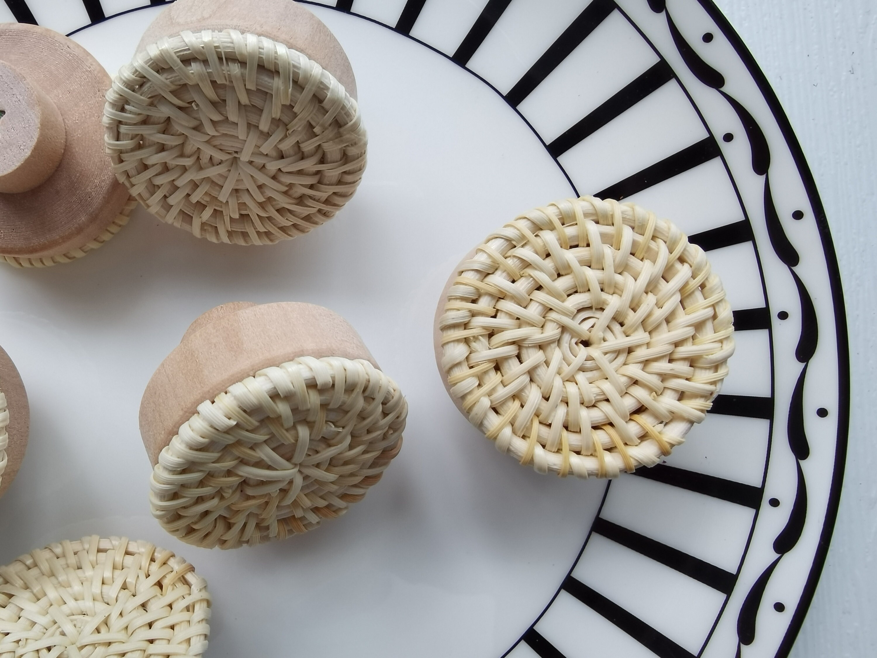 Natural Rattan Knob Natural Wood Knobrattan Drawer Knob - Etsy