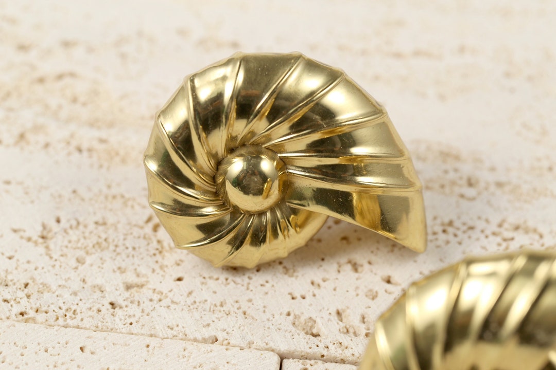 Brass Conch Cabinet Handle Knob, Gold Brass Animals Drawer Handle Knob ...
