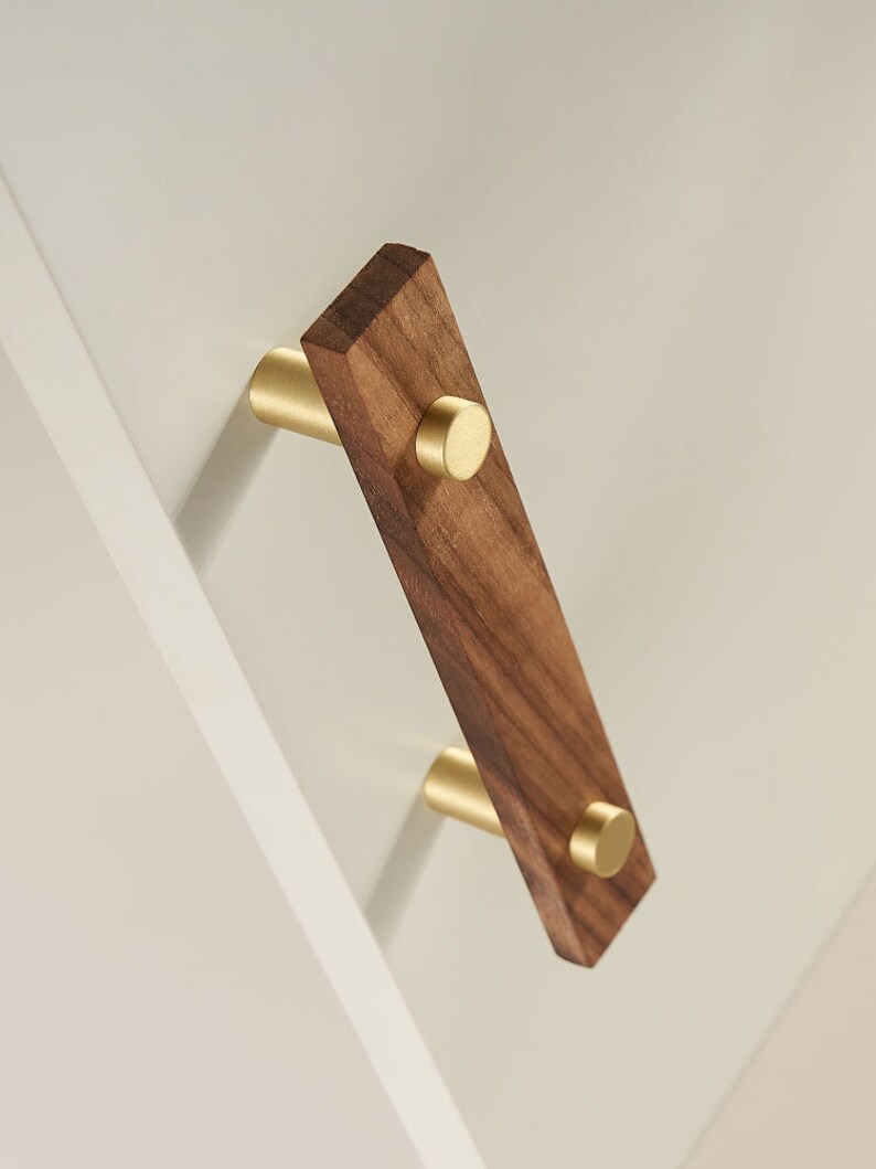 Solid Wood Walnut Cabinet Handles Wooden Drawer Knob Pull - Etsy