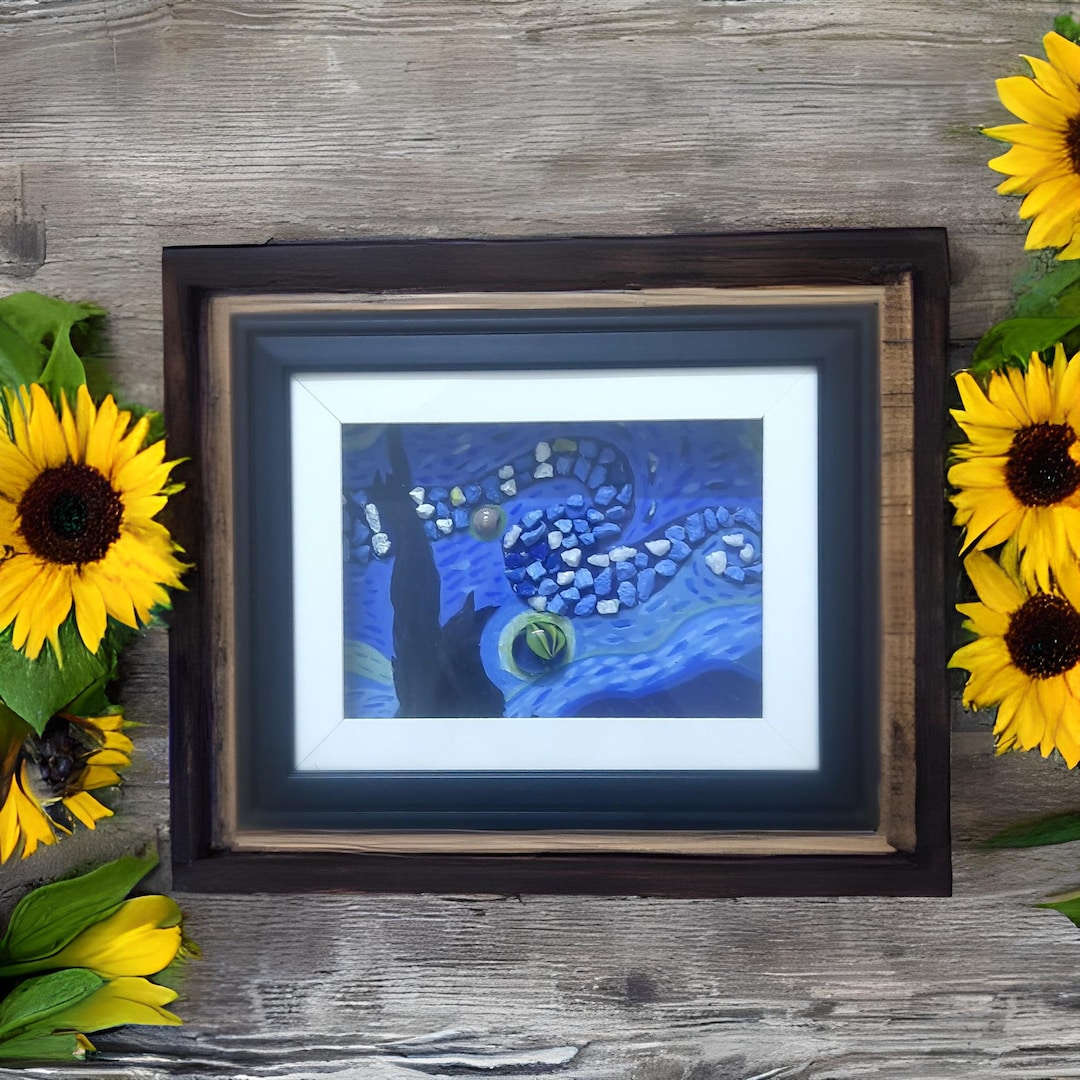 Van Gogh Famous Starry Night Pebble Art, Starry Night Lovers, Pebbles ...