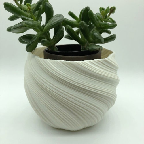 Medium Twisted Flower Pot for Plants of All Kinds white | Etsy