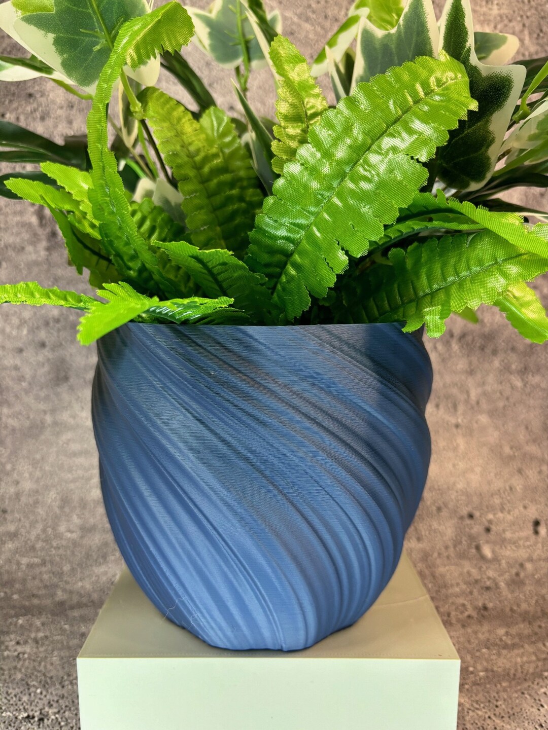 Tall Medium Twisted Flower Pot for Plants of All Kinds (matte Navy Blue ...