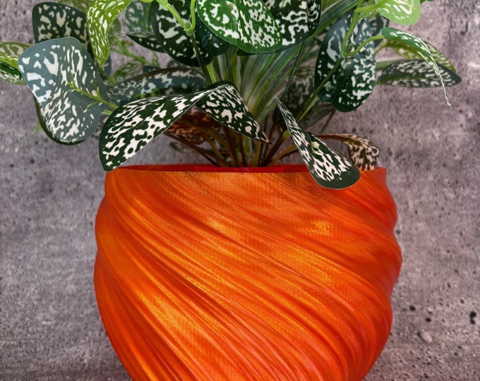 Large Twisted Flowerpot for Plants of All Kinds (gradient Orange Color ...