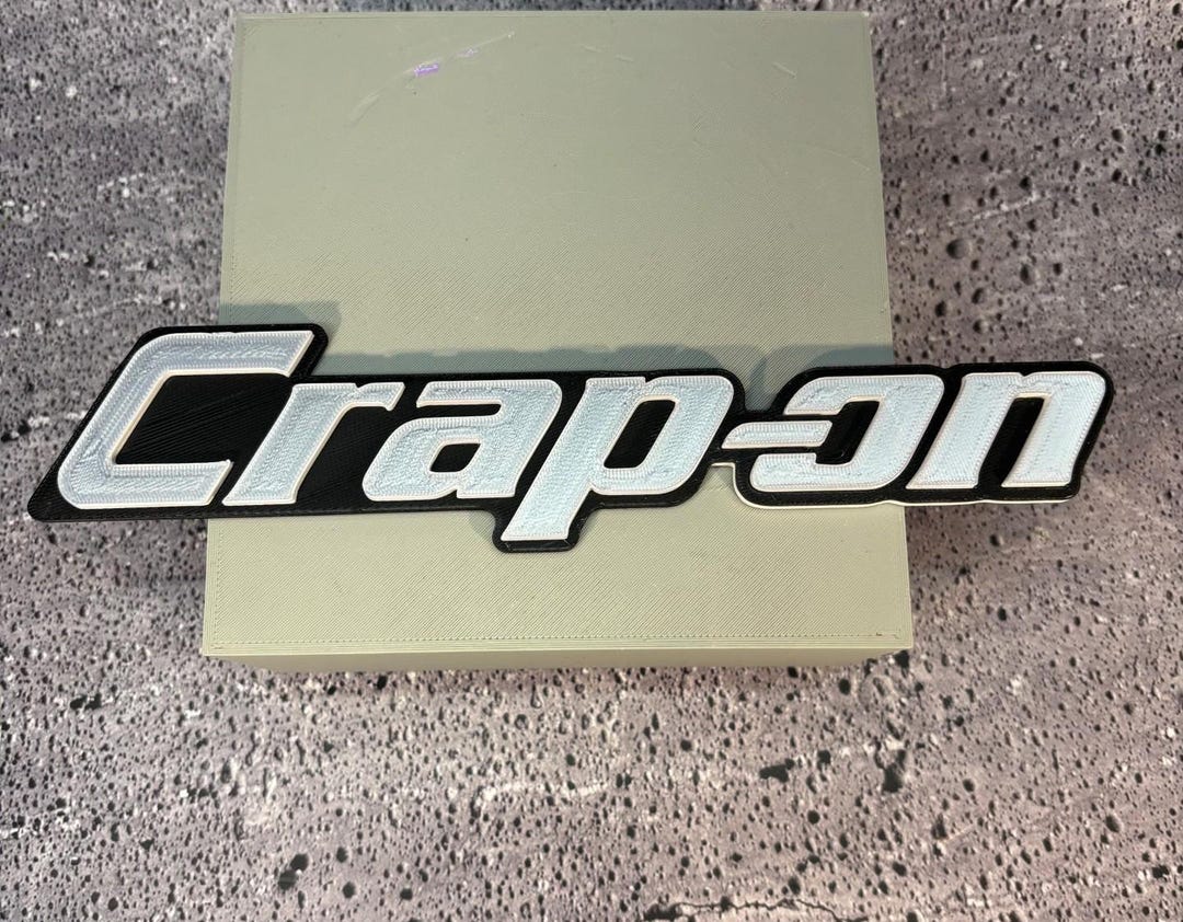 Crap-on Badge - 9.5" Long by 2" Tall (black, Silver, White Color ...