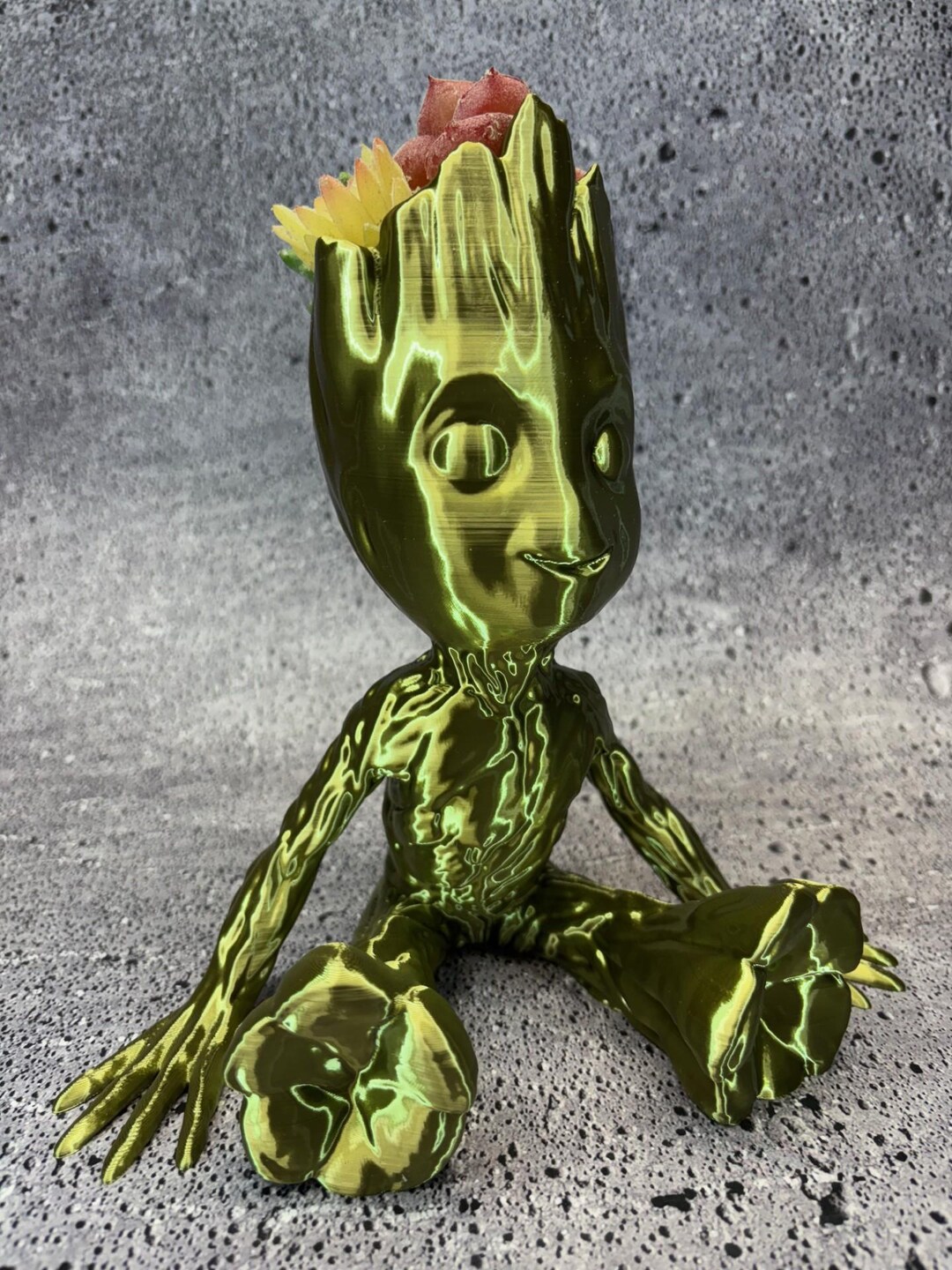 Baby Groot Figure With Planting Area in His Head - Medium (aged Bronze ...