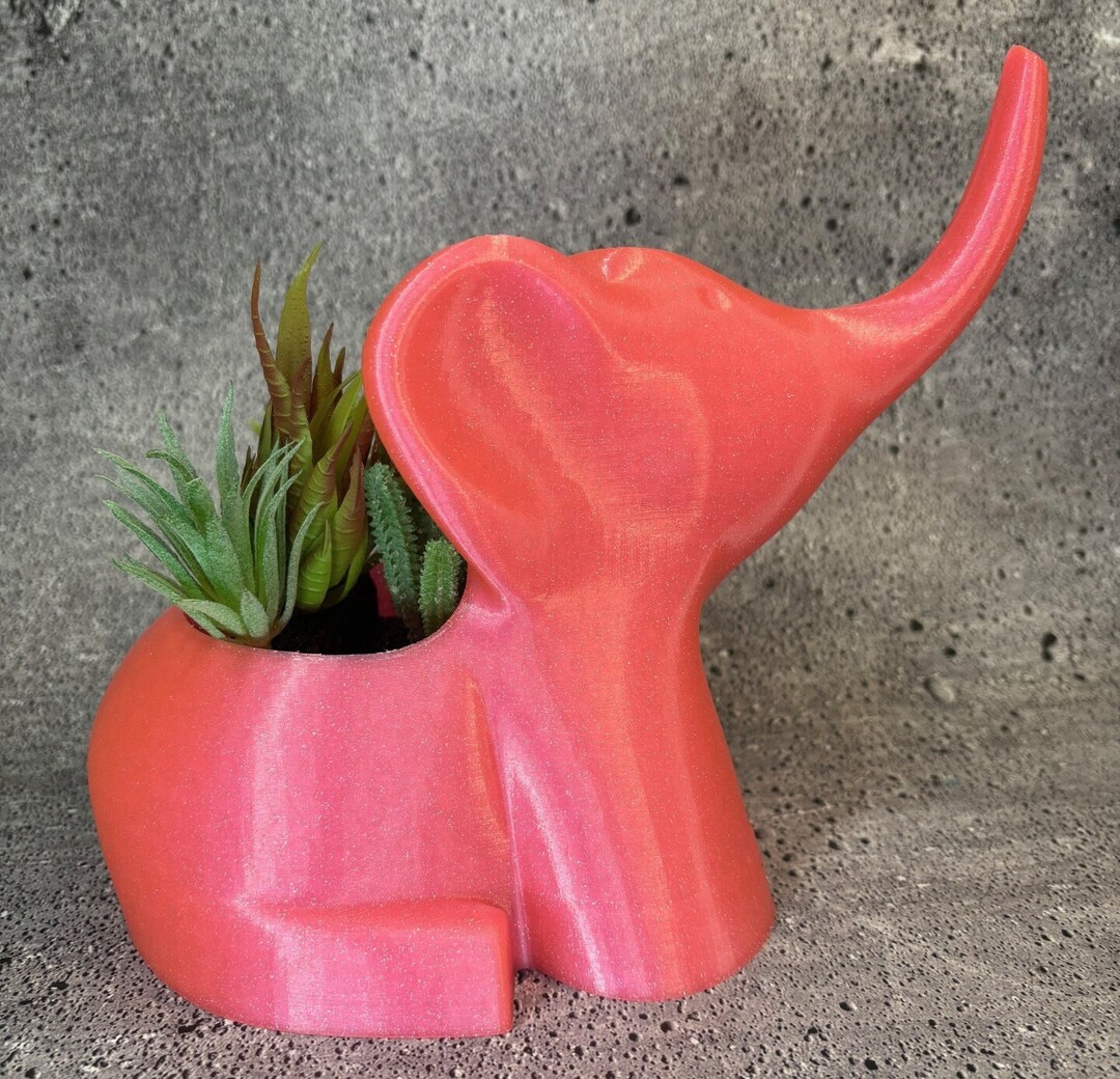Unique Planter-large Elephant Planter for Succulents, Cactus or Any Plant (pink Sparkle Color ...