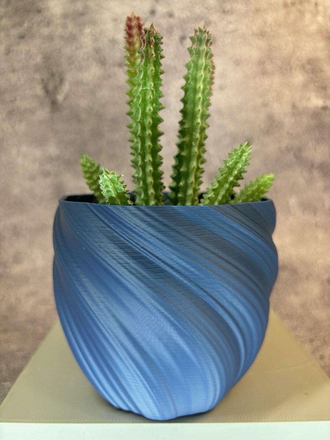 Tall Small Twisted Flowerpot for Plants of All Kinds (matte Navy Blue ...