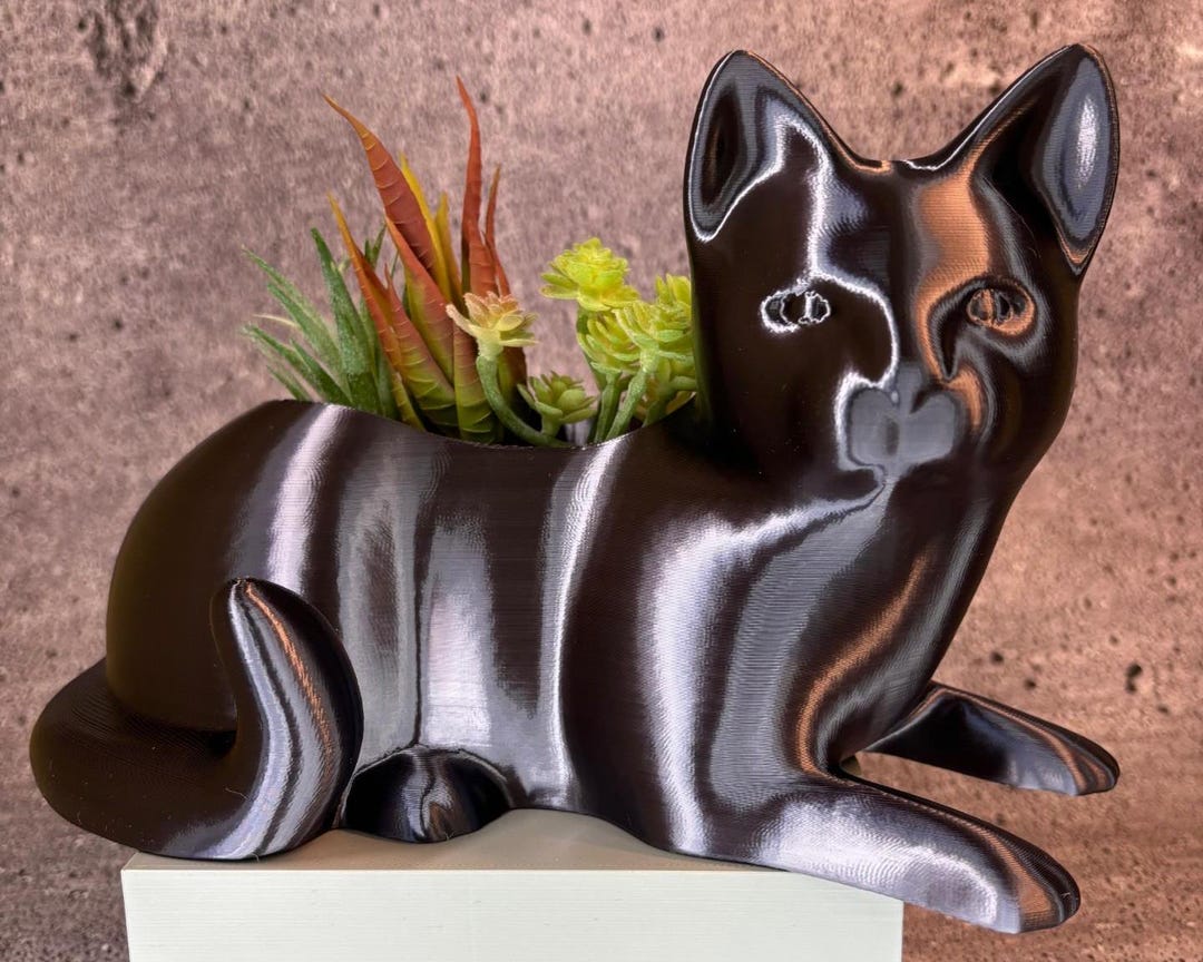 Unique Planter-large Cat Planter for Succulents, Cactus or Any Plant (black Silk Color)-10" Long ...