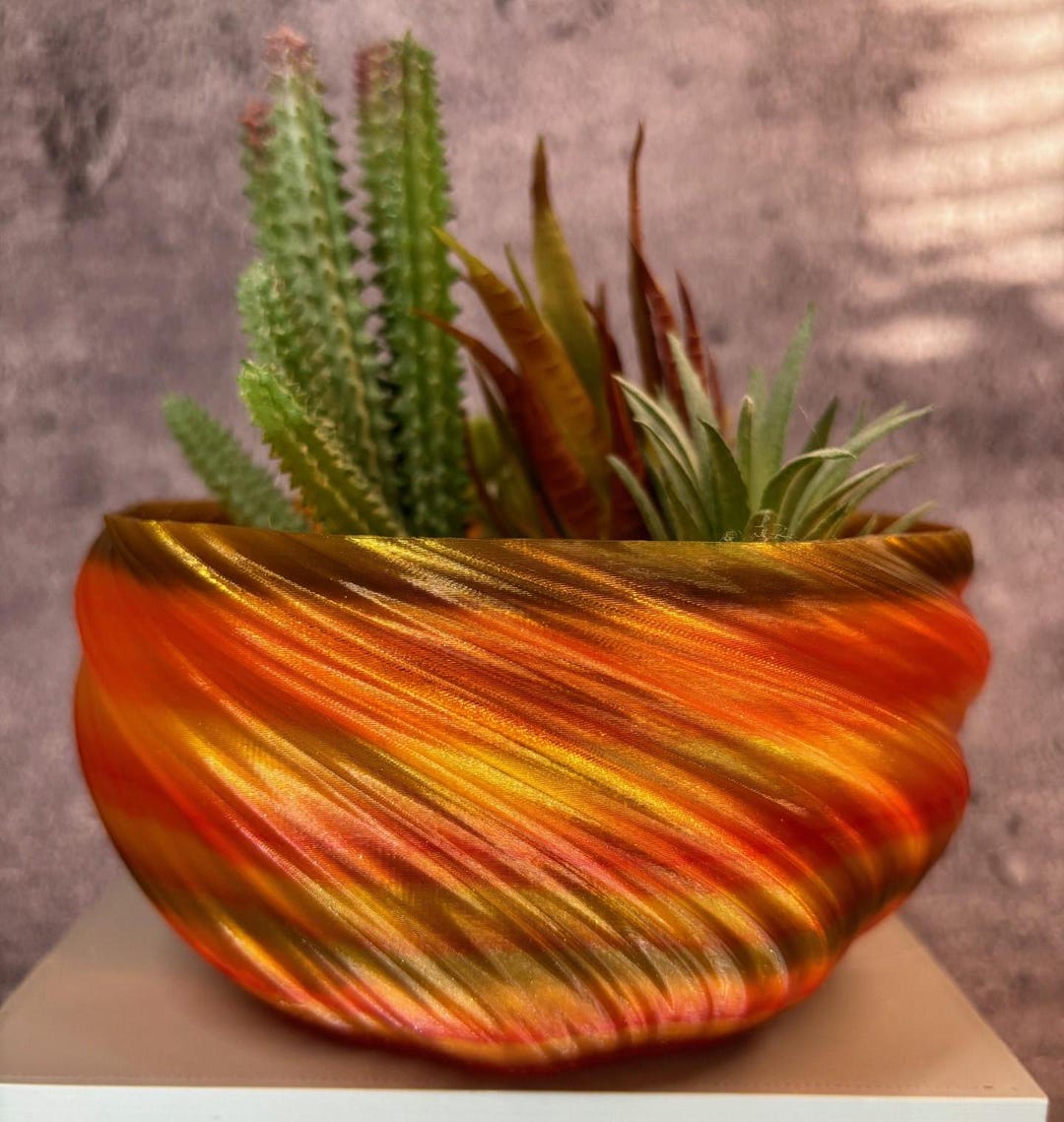 Small Shallow Twisted Planter for Succulents or Cati (autumn Color) - 6 ...