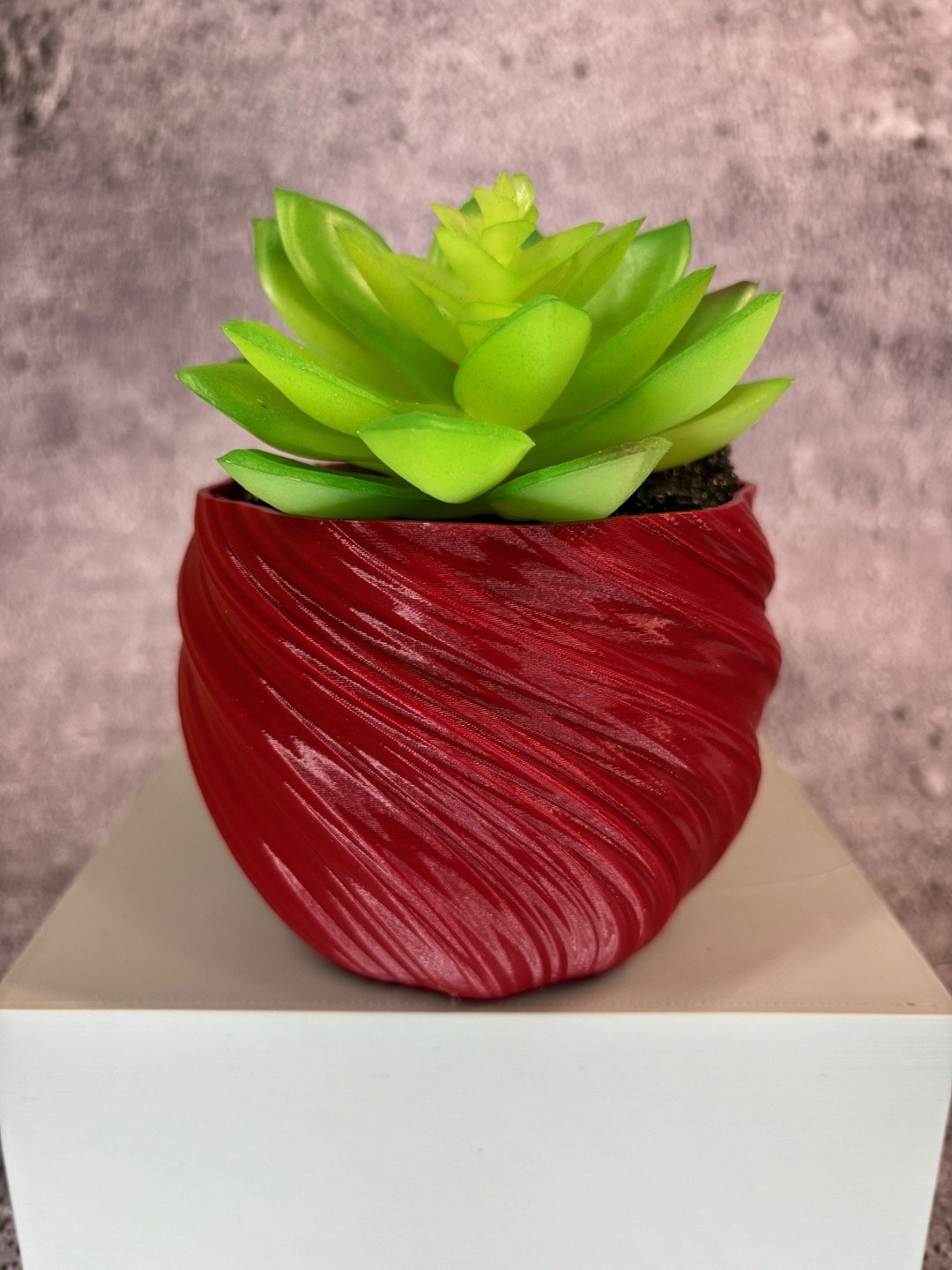 Small Twisted Flower Pot for Plants of All Kinds (very Red Cherry Color ...