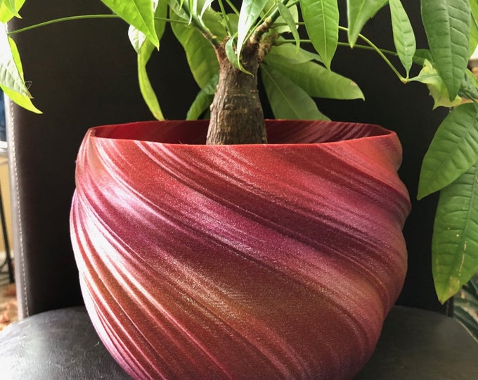 Large Twisted Flower Pot for Plants of All Kinds (red/gold/purple ...