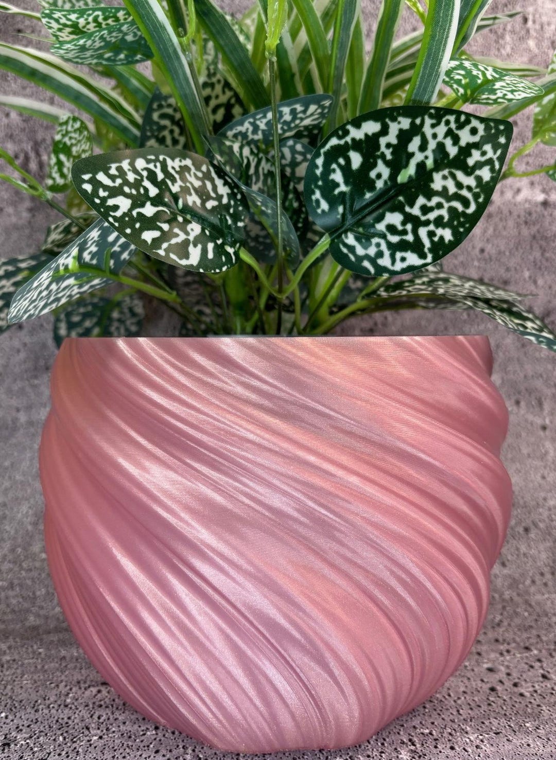 Large Twisted Flower Pot for Plants of All Kinds (pearl Rose Gold Color ...
