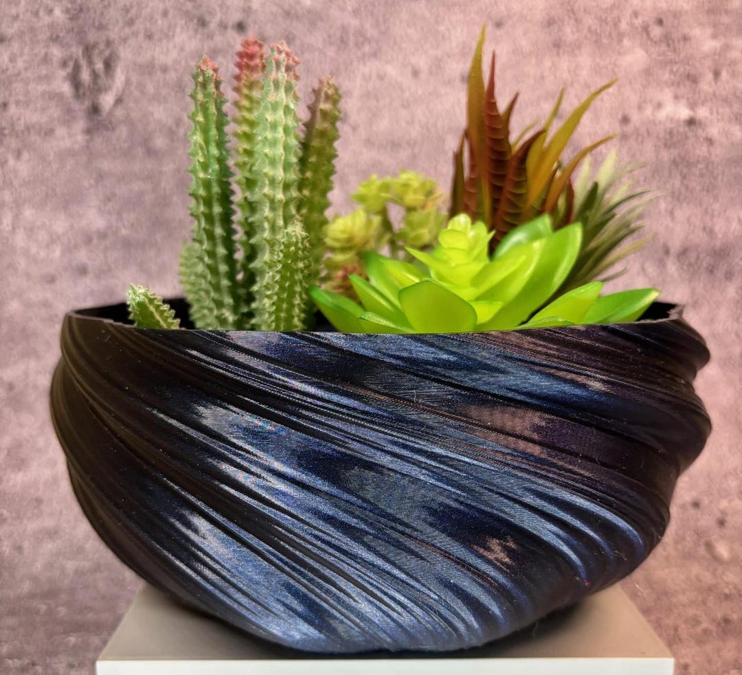 Medium Shallow Twisted Planter for Succulents or Cati (shade-shifting ...