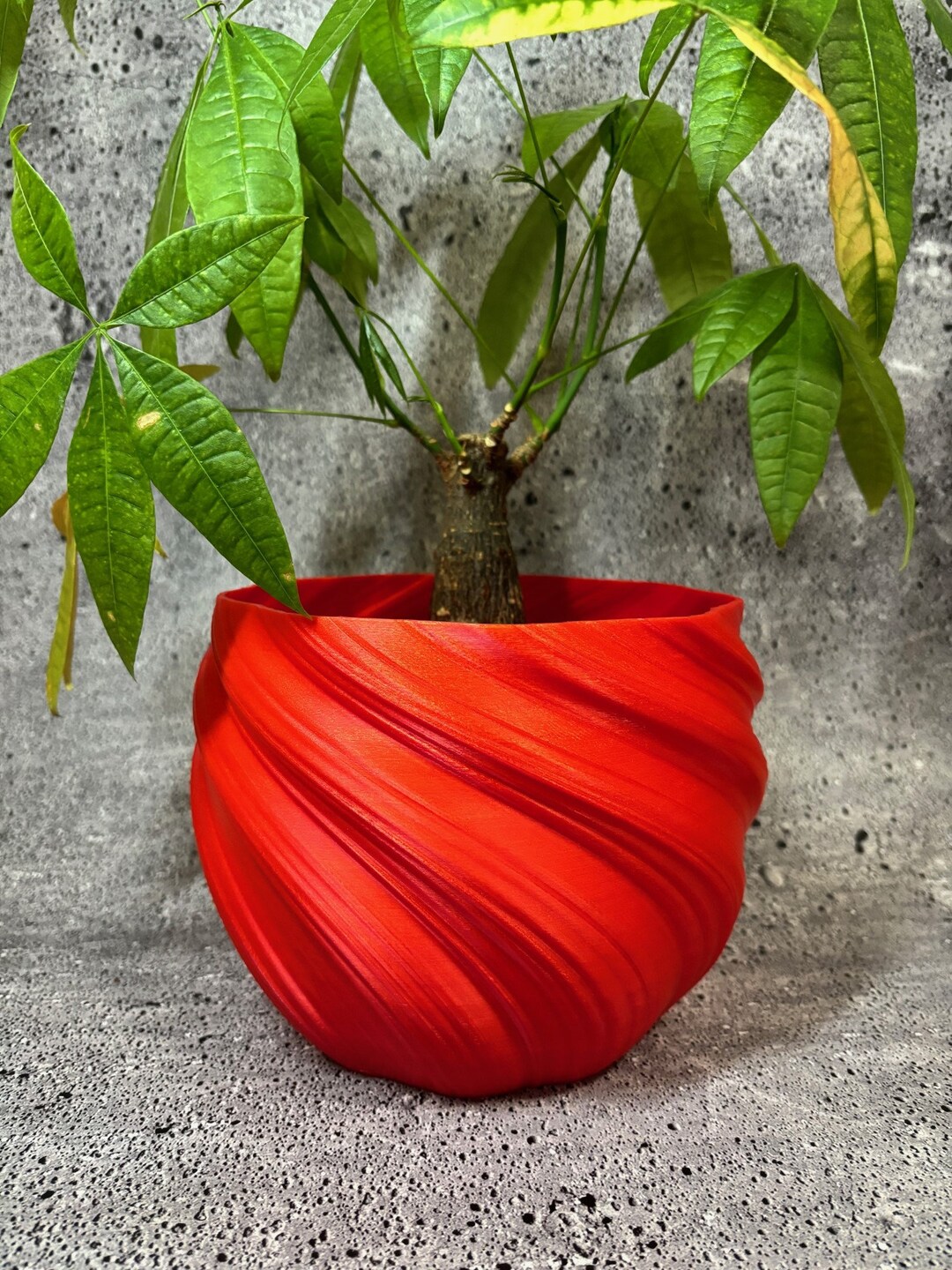 Large Twisted Flower Pot for Plants of All Kinds ( Iridecsent Red Color ...