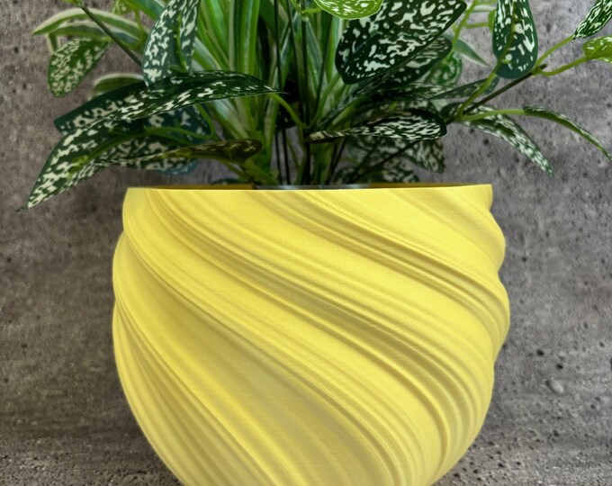 Large Twisted Flower Pot for Plants of All Kinds (pastel Yellow Color ...