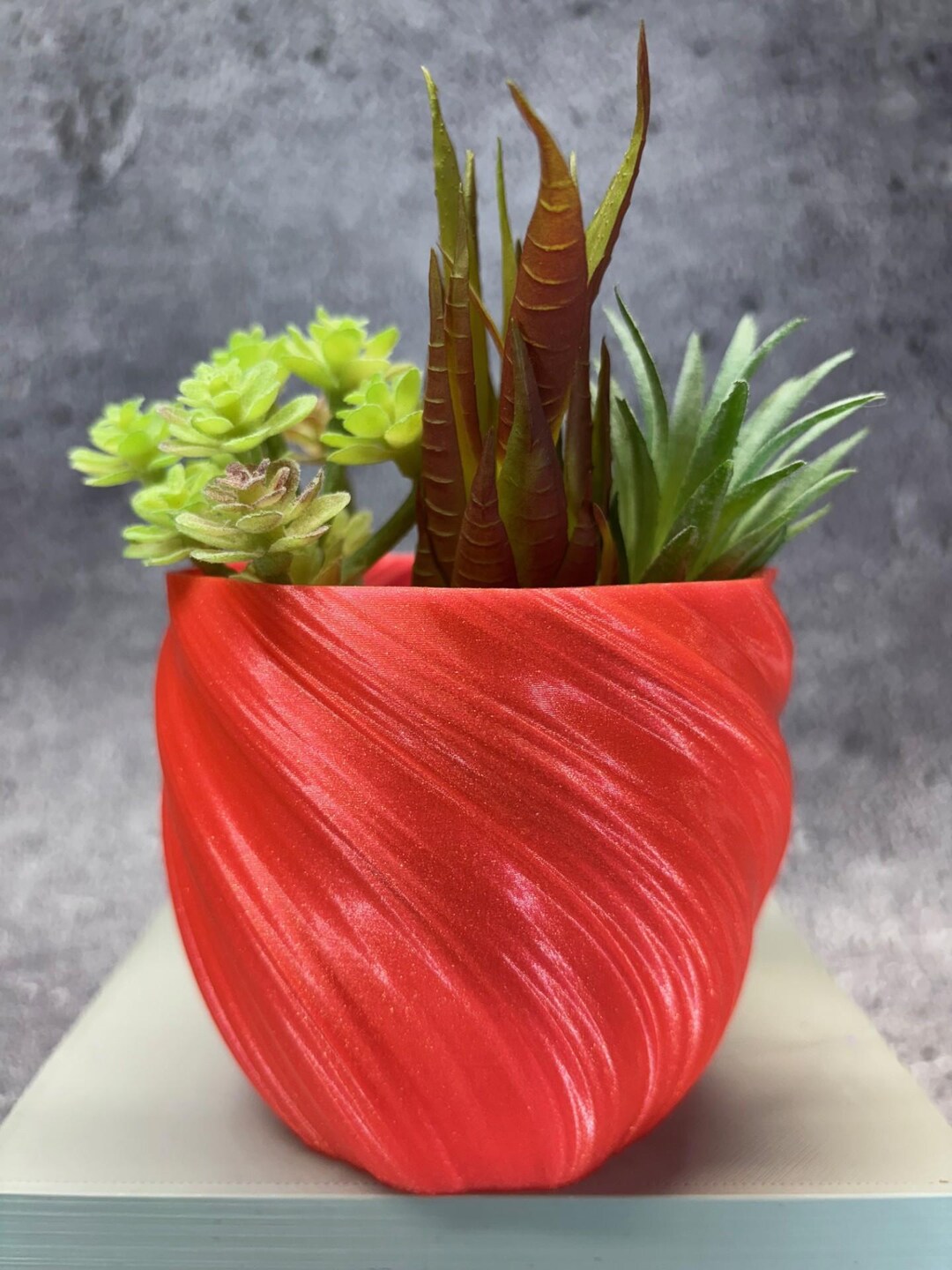 Tall Small Twisted Flowerpot for Plants of All Kinds (vibrant Coral ...