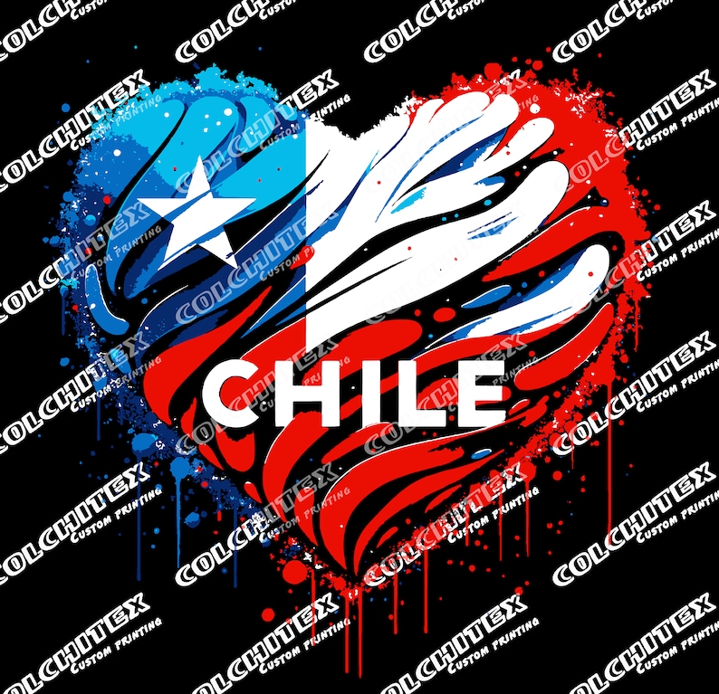 Chile Love Heart Digital Art - Patriotic Chilean Flag Print, Instant ...