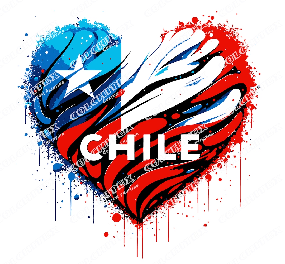 Chile Love Heart Digital Art - Patriotic Chilean Flag Print, Instant ...