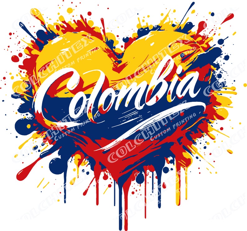 Colombia Heart Splash Art Digital Download - Vibrant Patriotic Wall ...