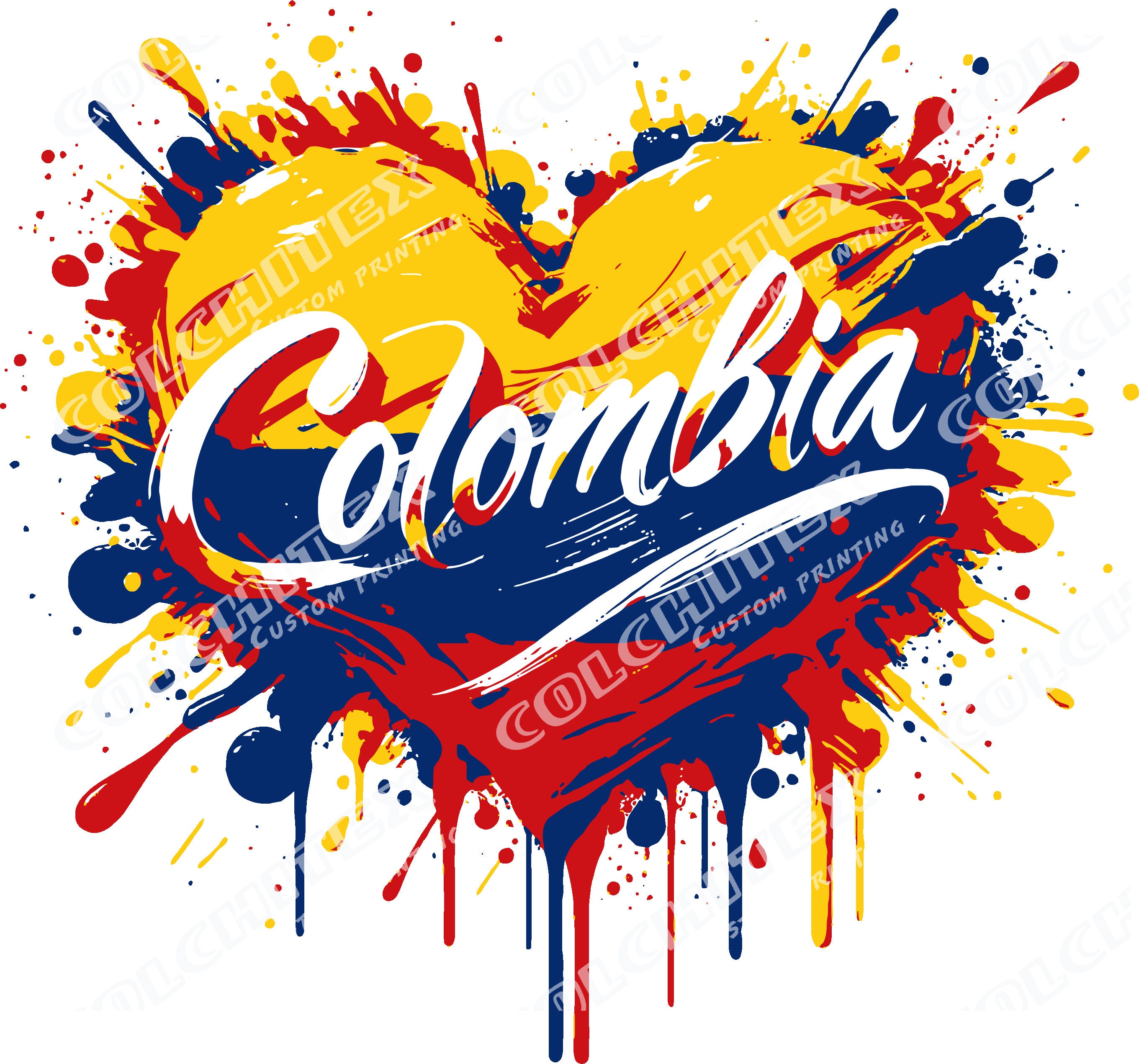 Colombia Heart Splash Art Digital Download - Vibrant Patriotic Wall ...