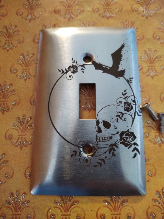 Steel Custom Light Switch Plate Skull and Roses - Etsy
