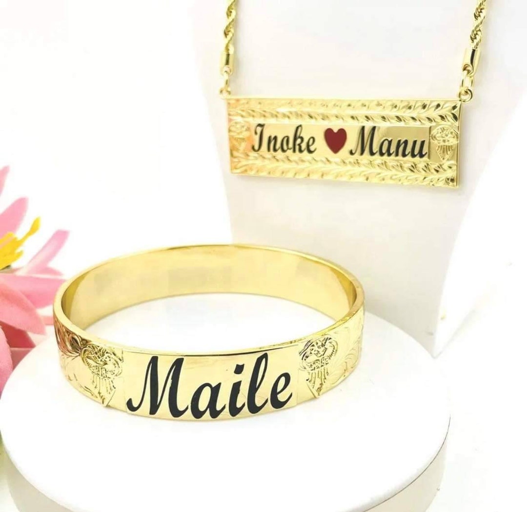 New Maile Design Necklace and Bracelet Jewelry Set - Etsy