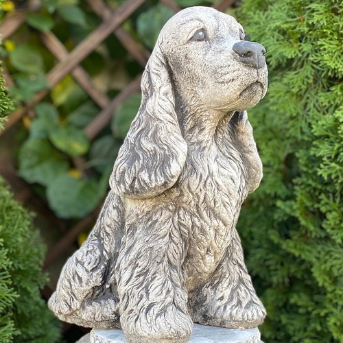 Puppy Concrete Cocker Spaniel Cast Stone Garden Statue Cement - Etsy